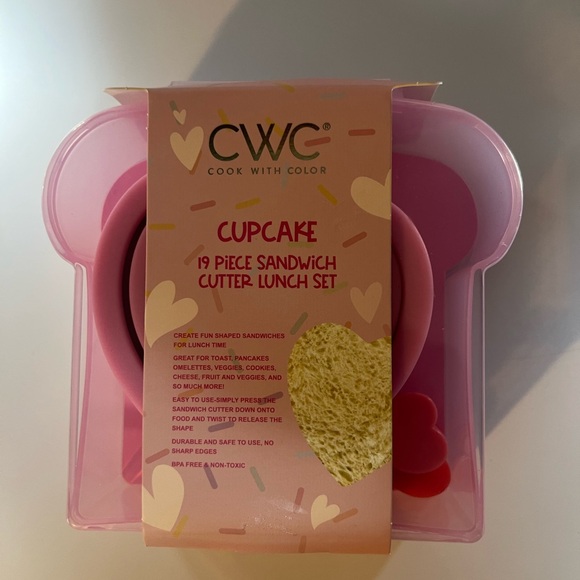 Other | Cwc Kids Pink Lunch Set 19pc Sandwich Cutter Food Picks Notes ...